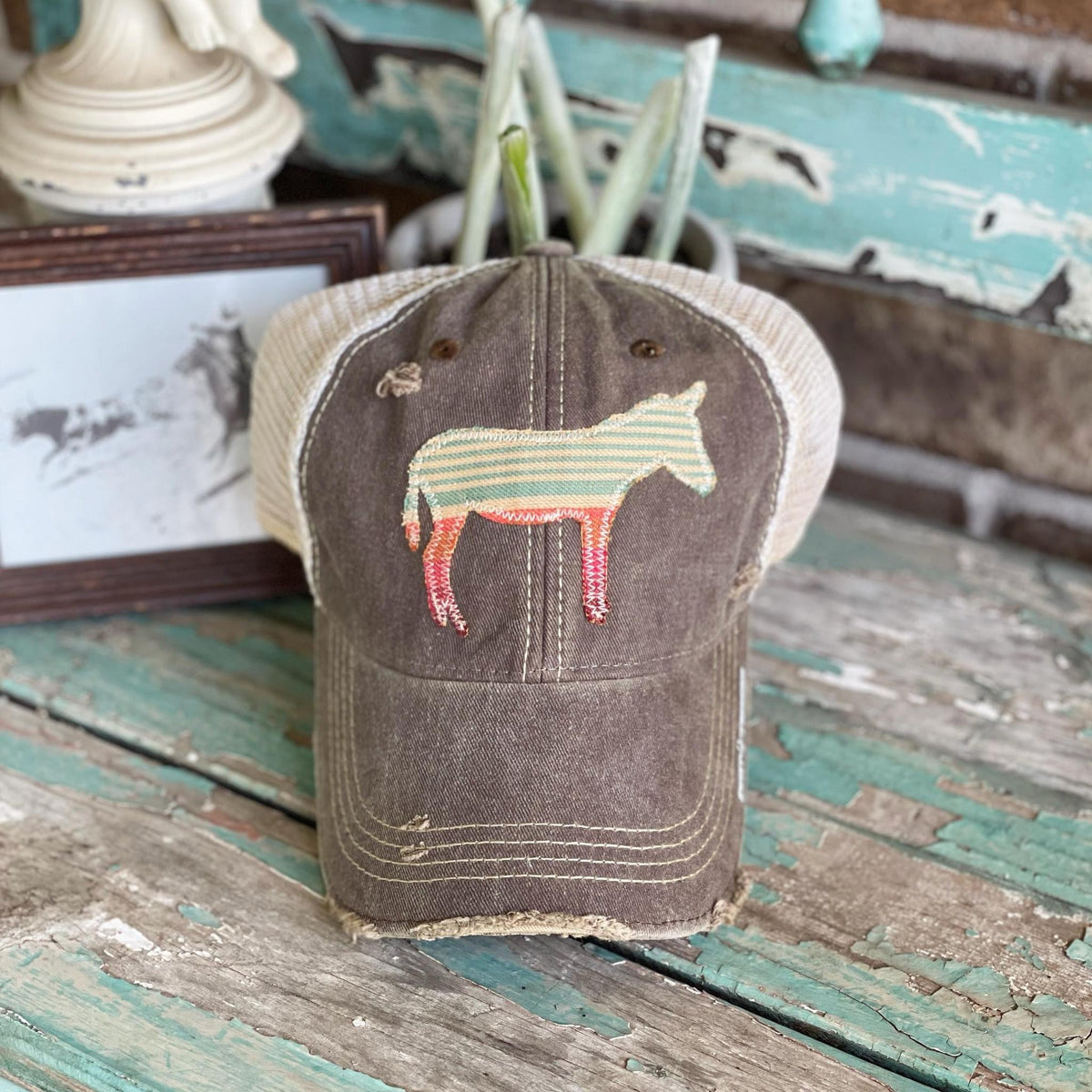 Donkey ball cap with adjustable back – www.rawhidenrosesboutique.com